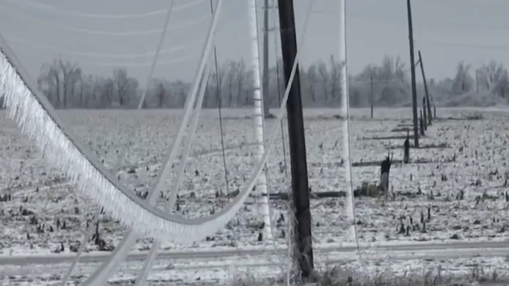 Watch: Winter storm in US has frozen power lines, turned them into ice