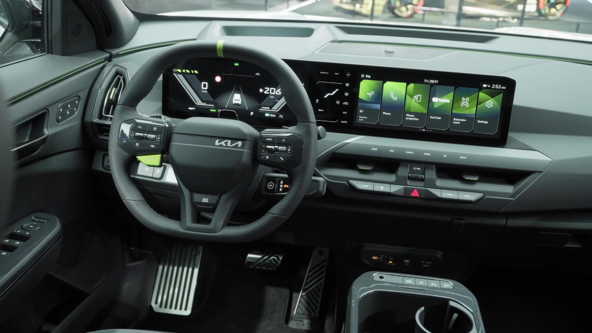 Kia EV5 GT interior design in snow white pearl at Brussels Motor Show 2026