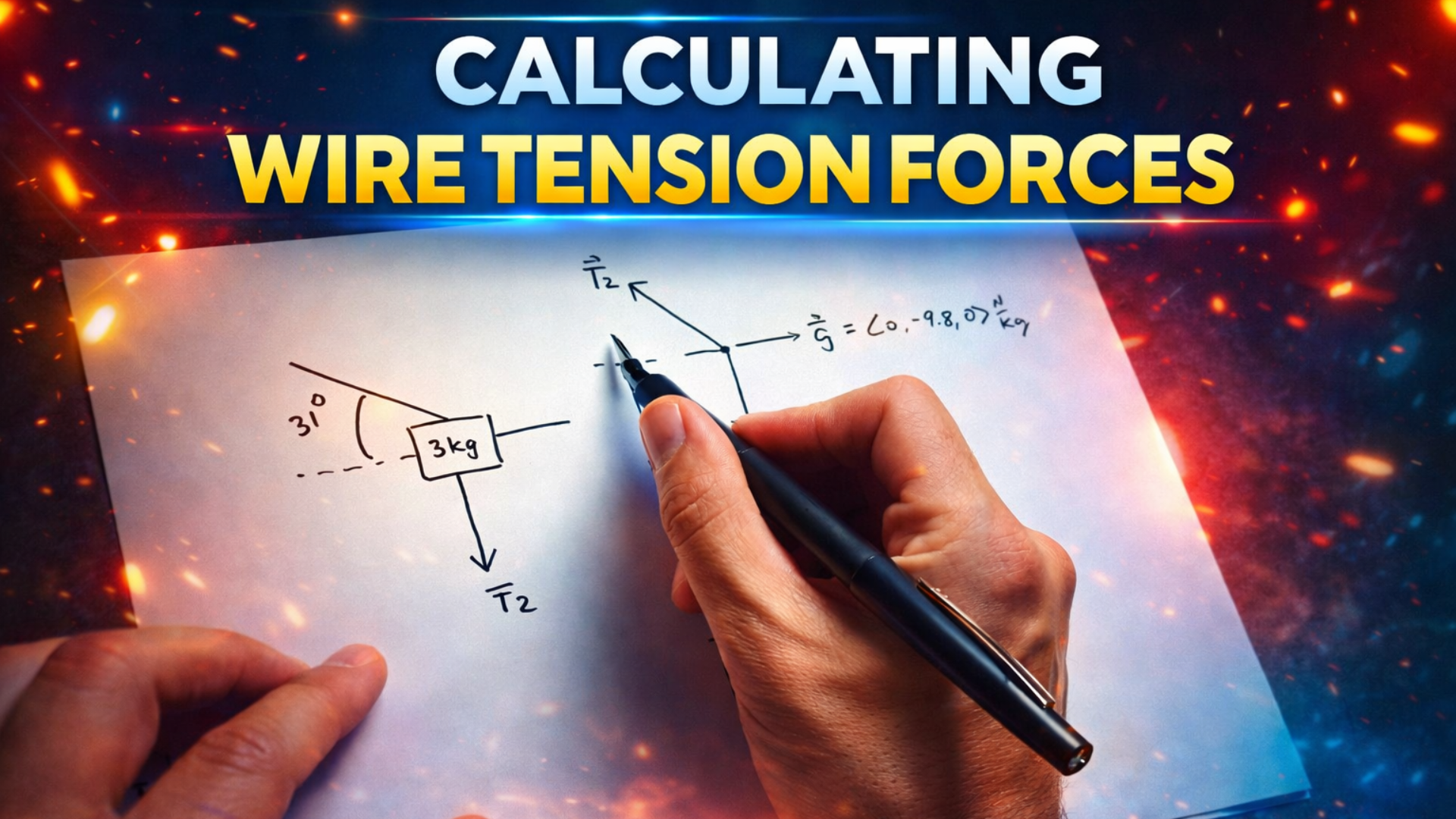 Tension analysis for two wires supporting a block
