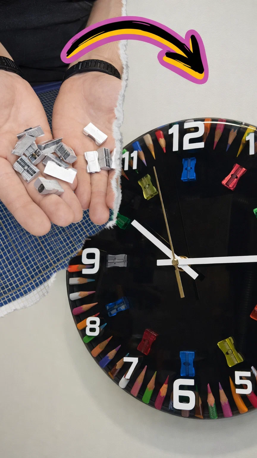 This colorful pencil tips clock is a stunning resin art project