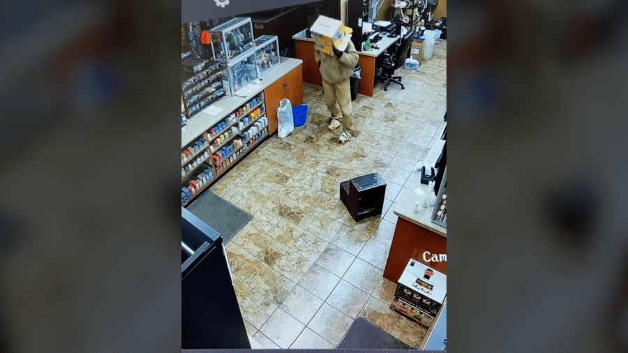 Man wearing a box breaks into Putnam County gas station