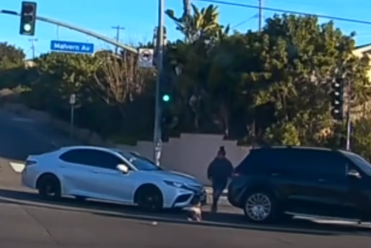 Shocking moment baby flies out of car at busy California interchange