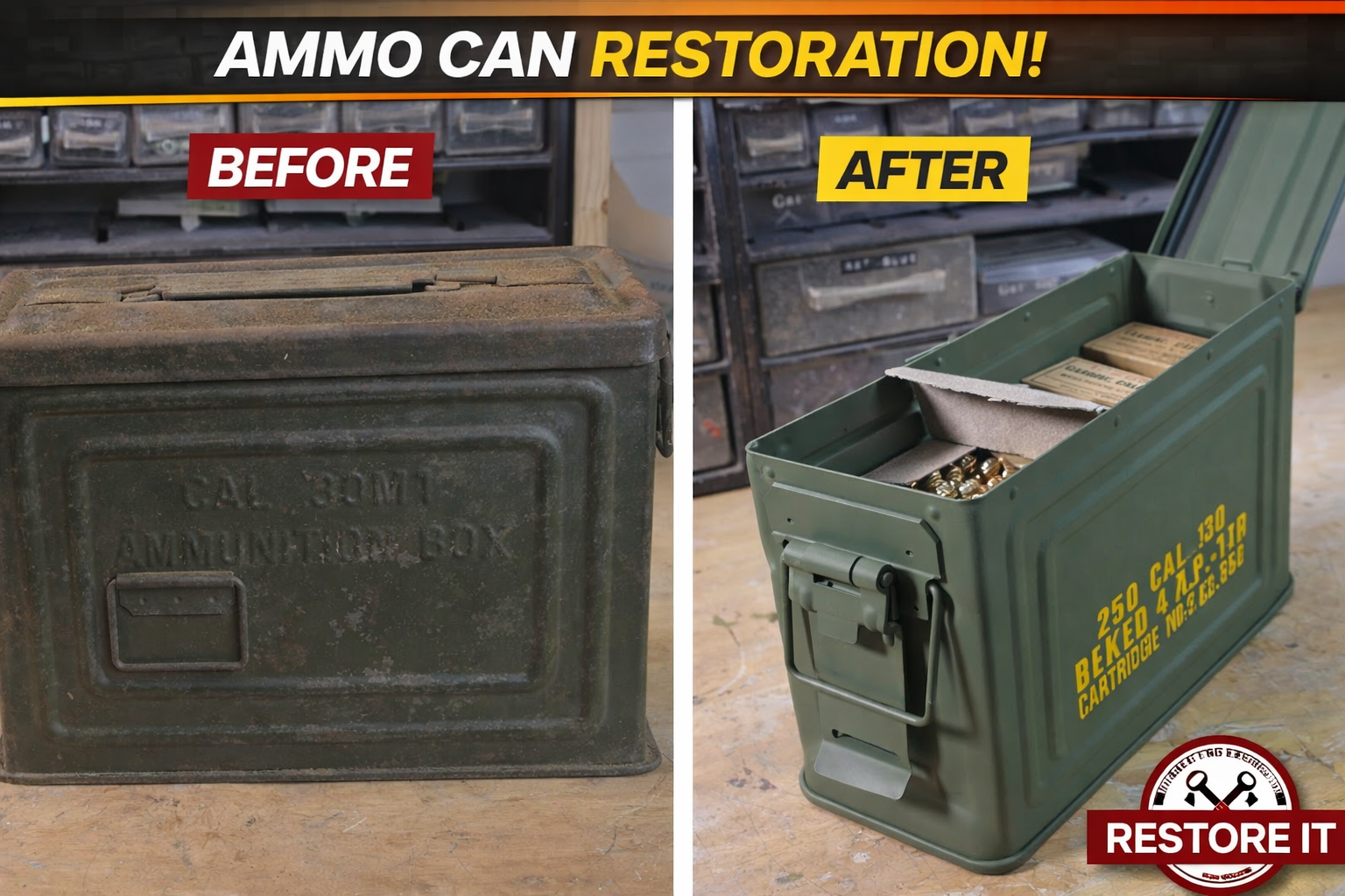 1942 US .30 cal M1 carbine ammo box restoration