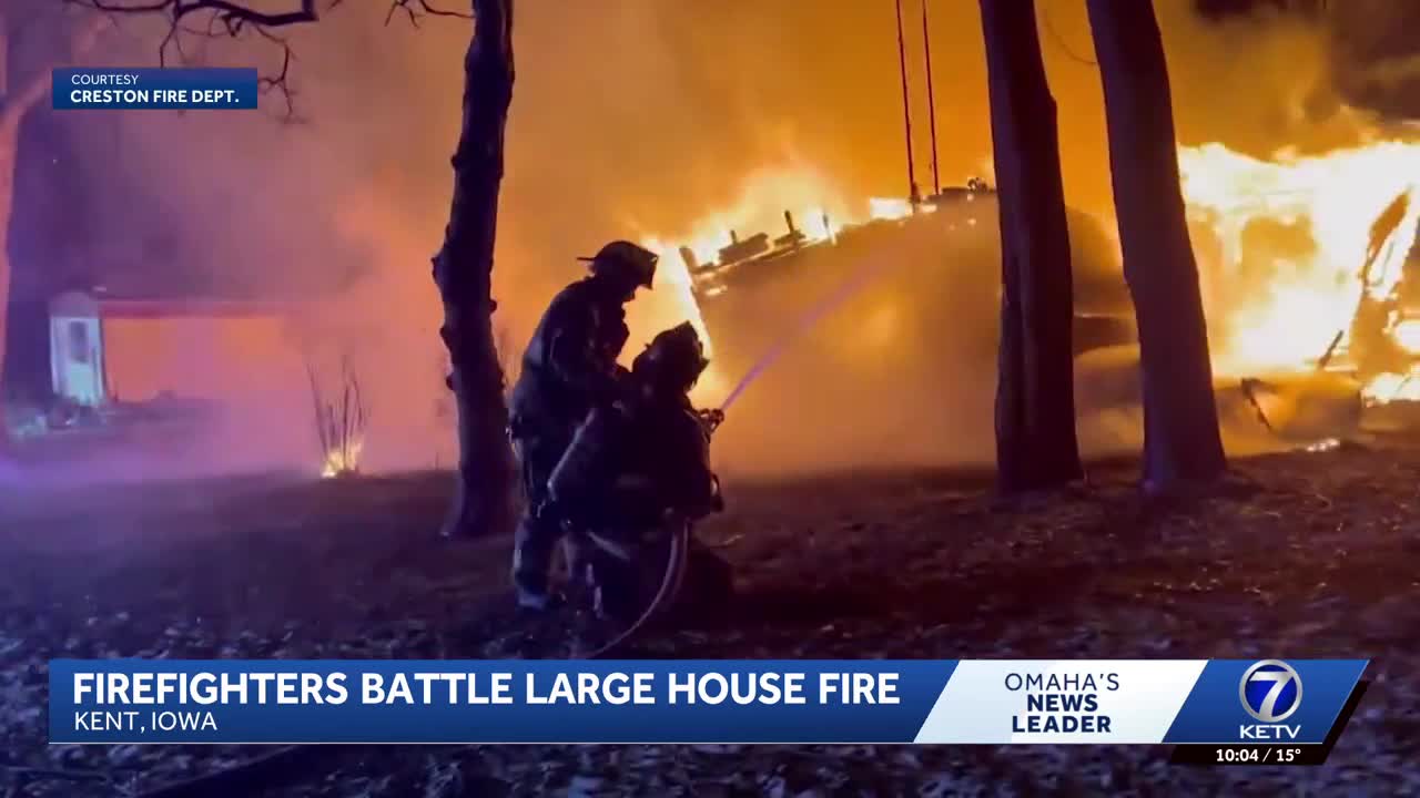 Creston Fire DEPT. shares video of large house fire in Kent, Iowa