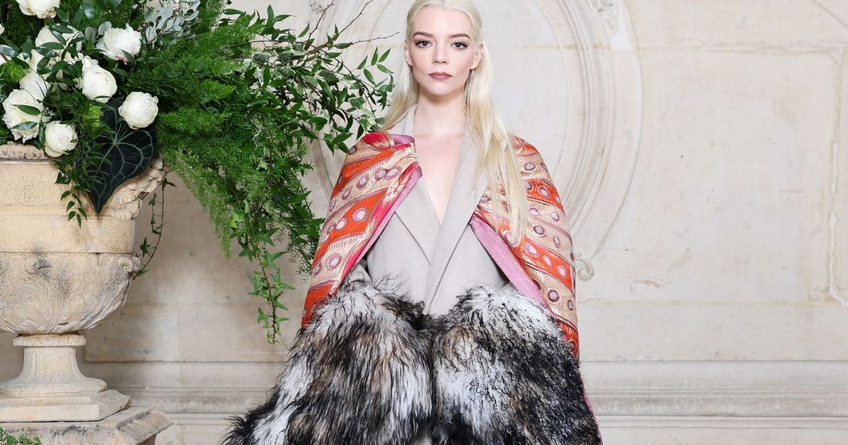 Anya Taylor-Joy's Dior trench coat with fur bell sleeves steals the show