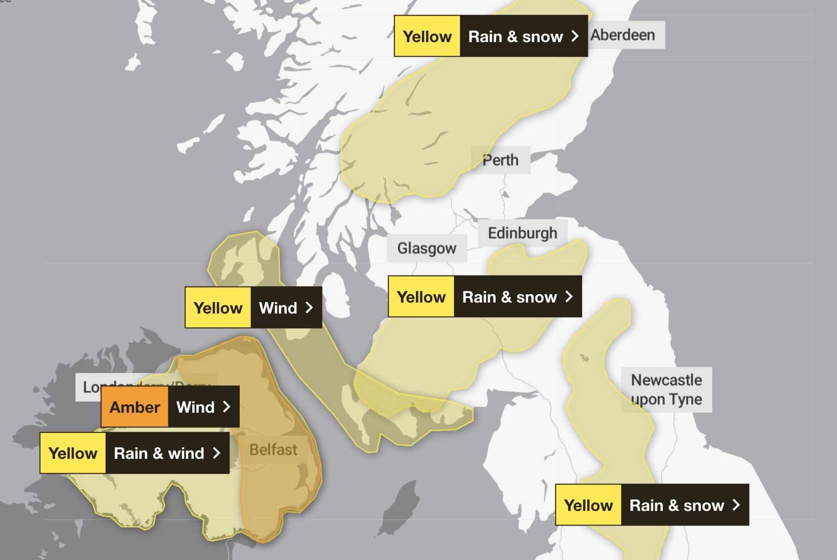 Storm Chandra maps show yellow weather warnings as danger-to-life alert ...