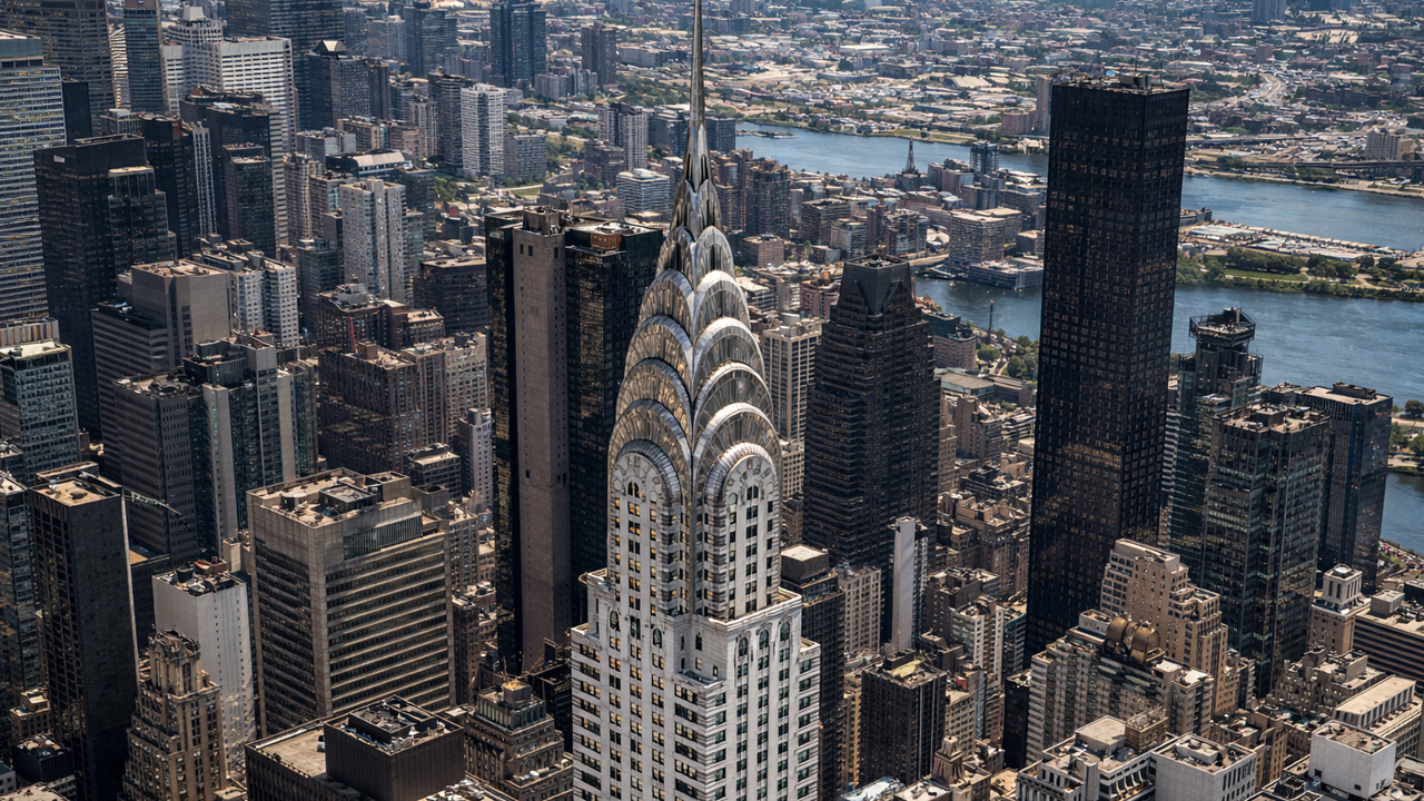 Chrysler Building van bovenaf in New York