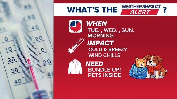 Weather impact alert: Cold weather alerts issued through Wednesday ...