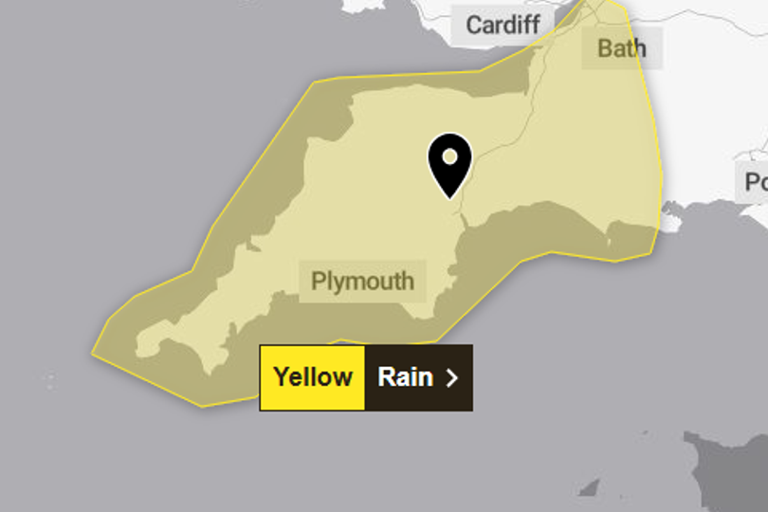 Met Office issues yet another rain warning for Devon and Cornwall
