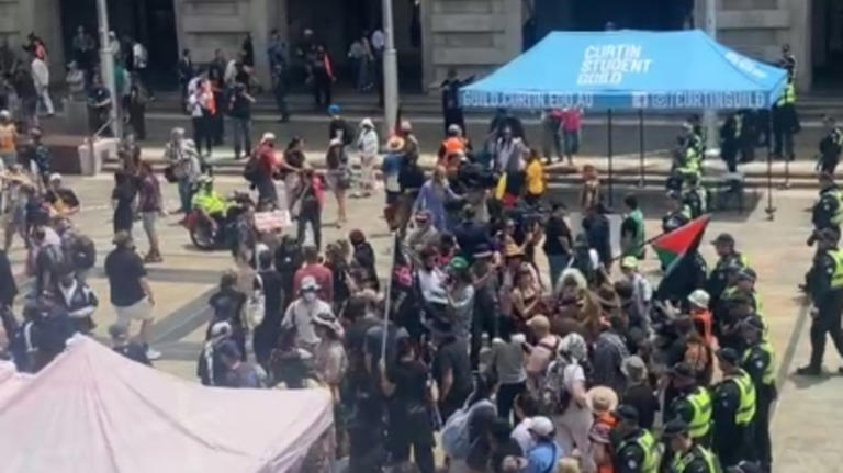 Bomb launched into crowd in shock footage