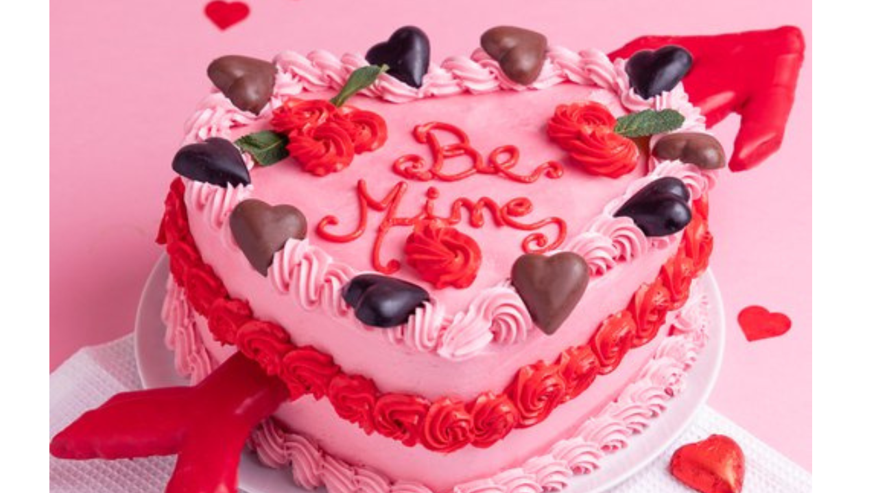 Love struck: Heart-shaped cake
