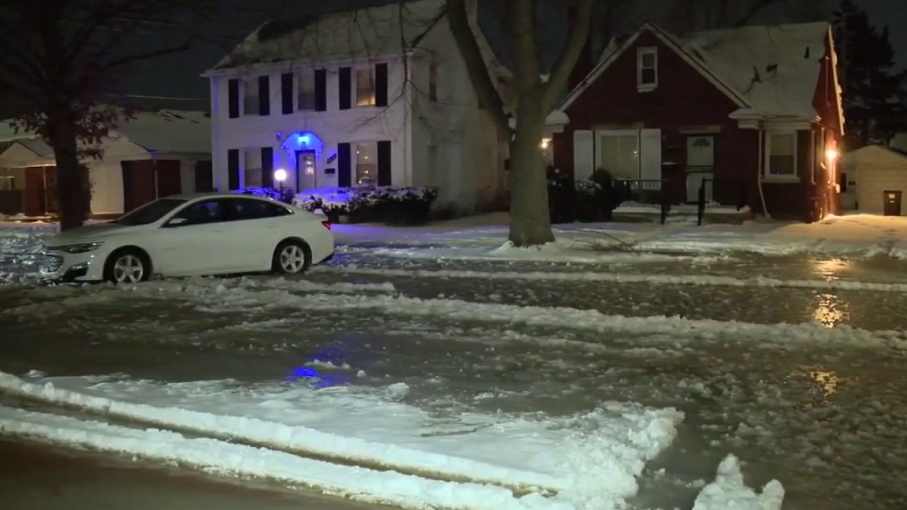 Detroit street flooded, frozen after water main break