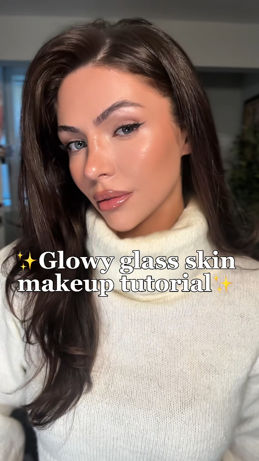 Glowy glass skin makeup routine