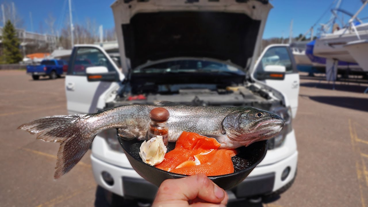 Cooking fish on my truck engine (catch and cook)