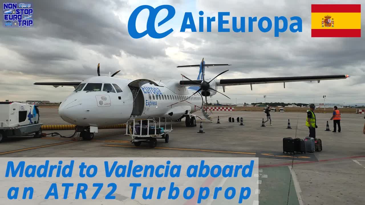 AIR EUROPA ATR72 TURBOPROP REVIEW / MADRID TO VALENCIA / SPAINISH PLANE ...
