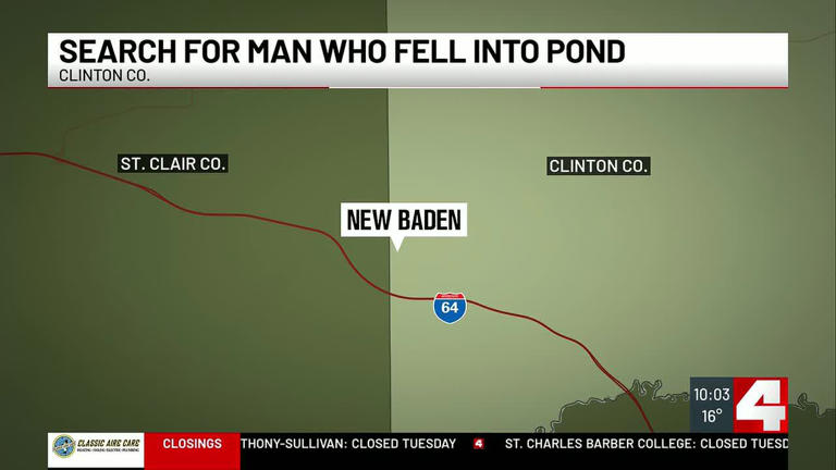 Man fell into icy pond near New Baden while hunting with dog