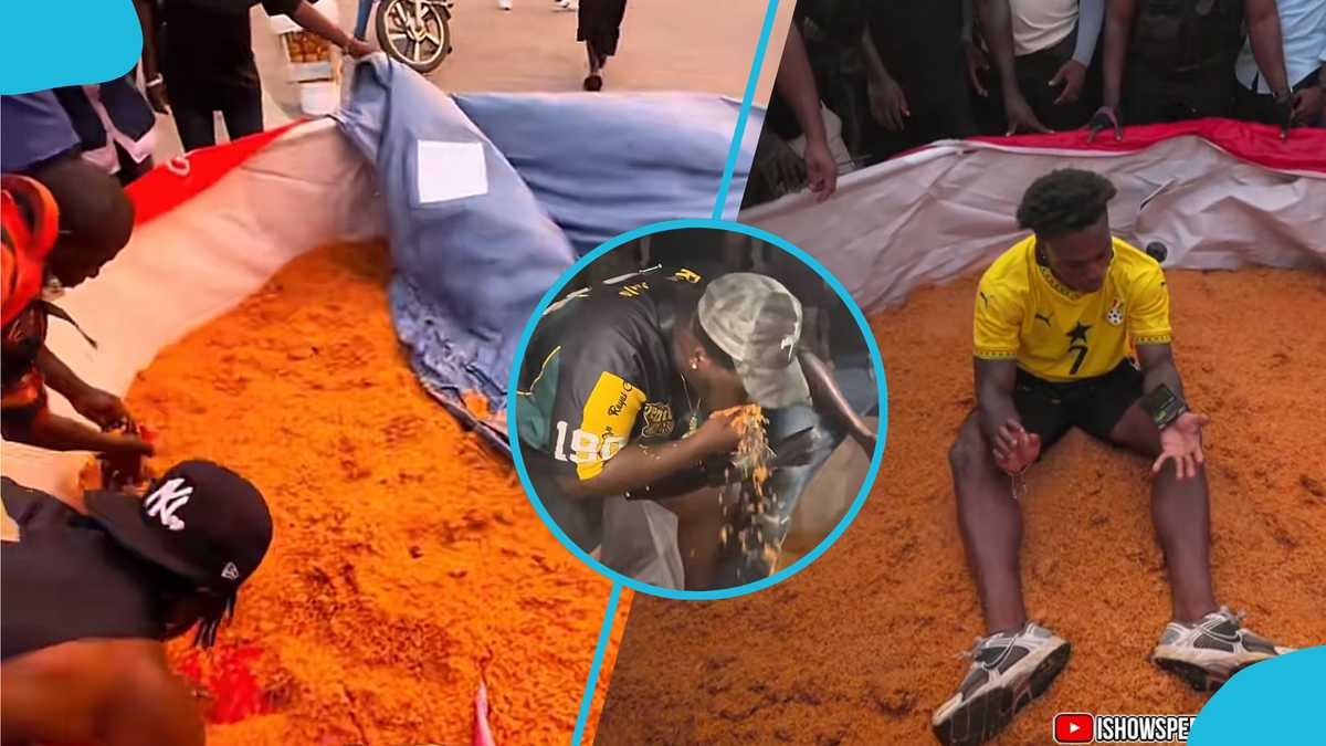 IShowSpeed jumps into a bucket of jollof as Ghanaians still line up to ...