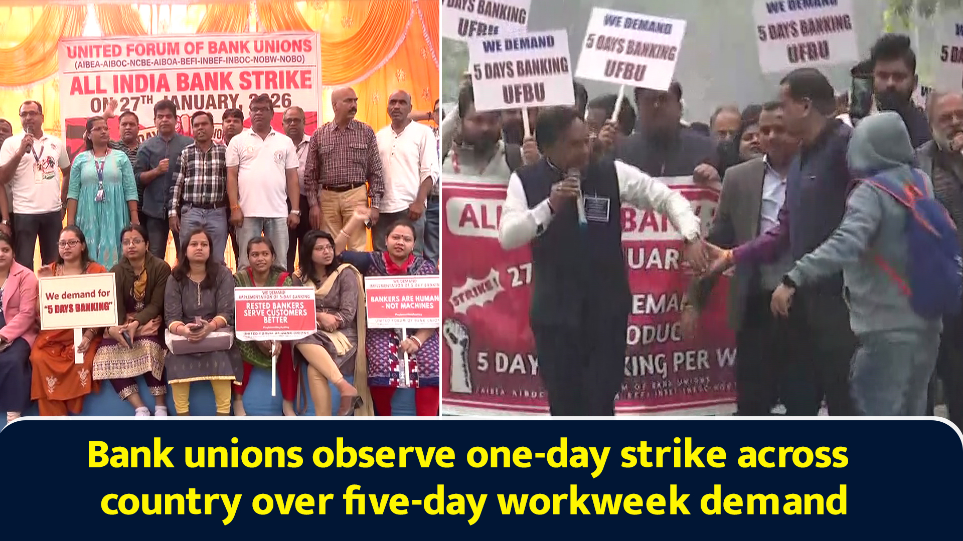 Bank unions observe one-day strike across country over five-day ...