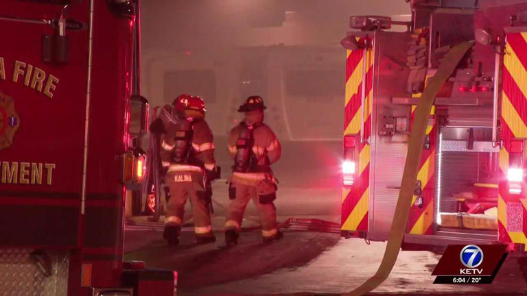 Omaha firefighters battle bus fire inside Metro Transit building