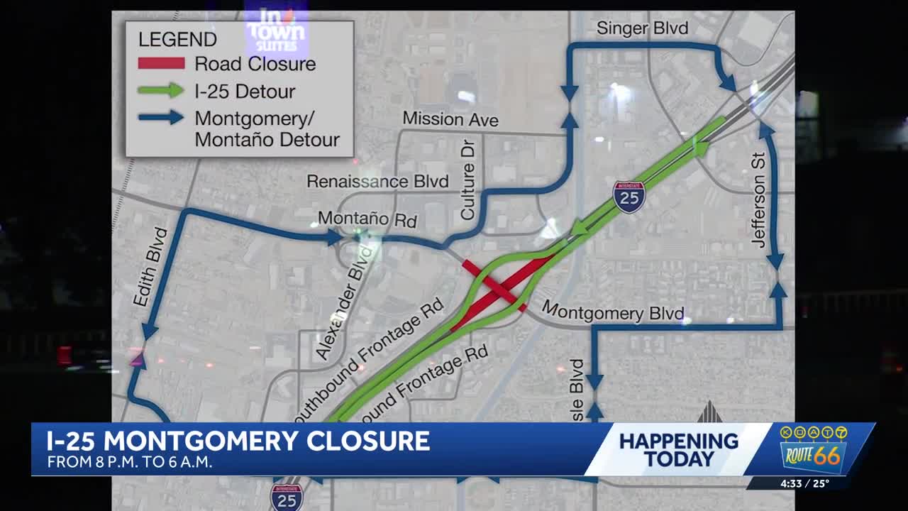 I25 closed at Montgomery Blvd tonight
