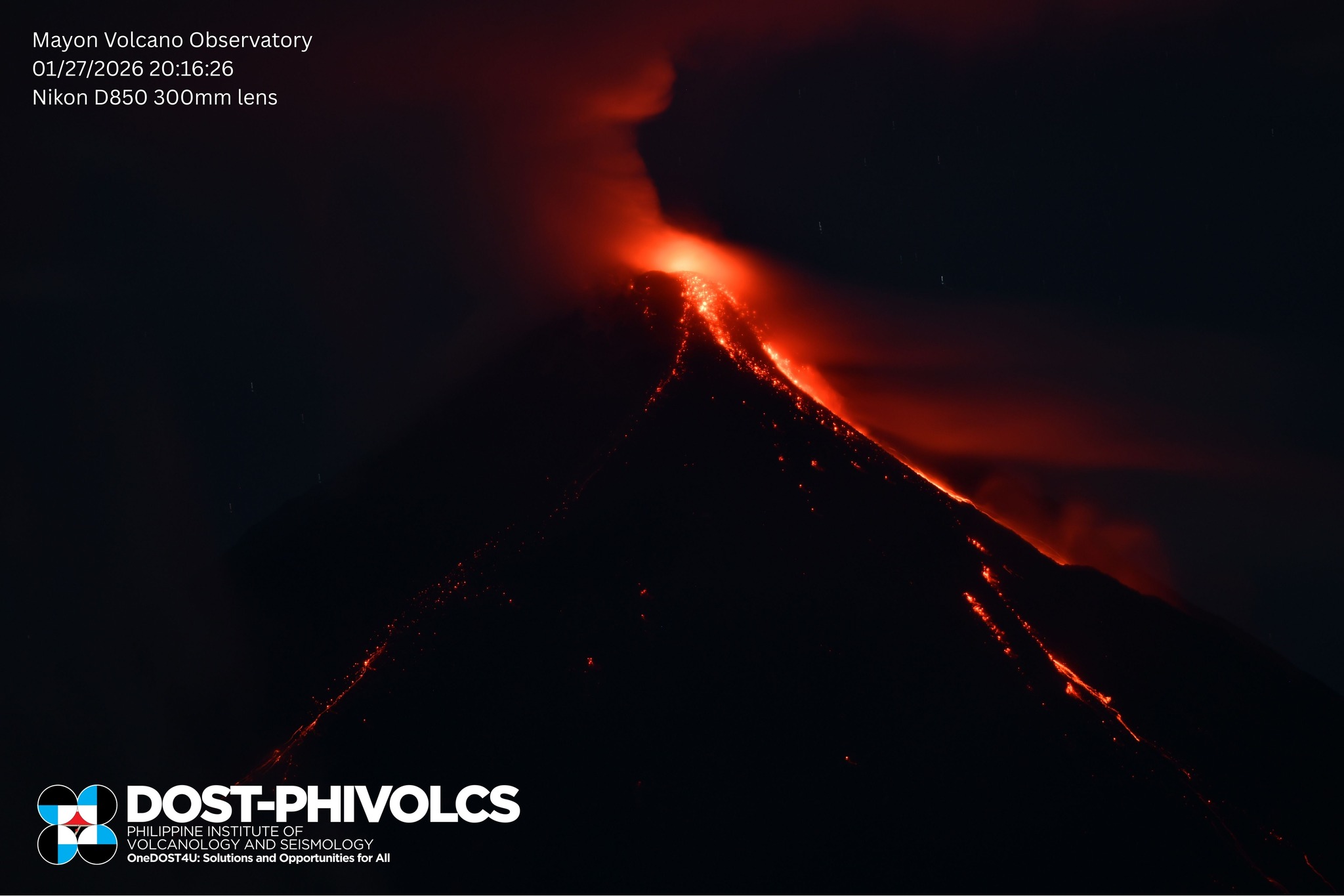 Glowing lava flow, ‘uson,’ rockfall seen on Mayon Volcano on day 21 of ...