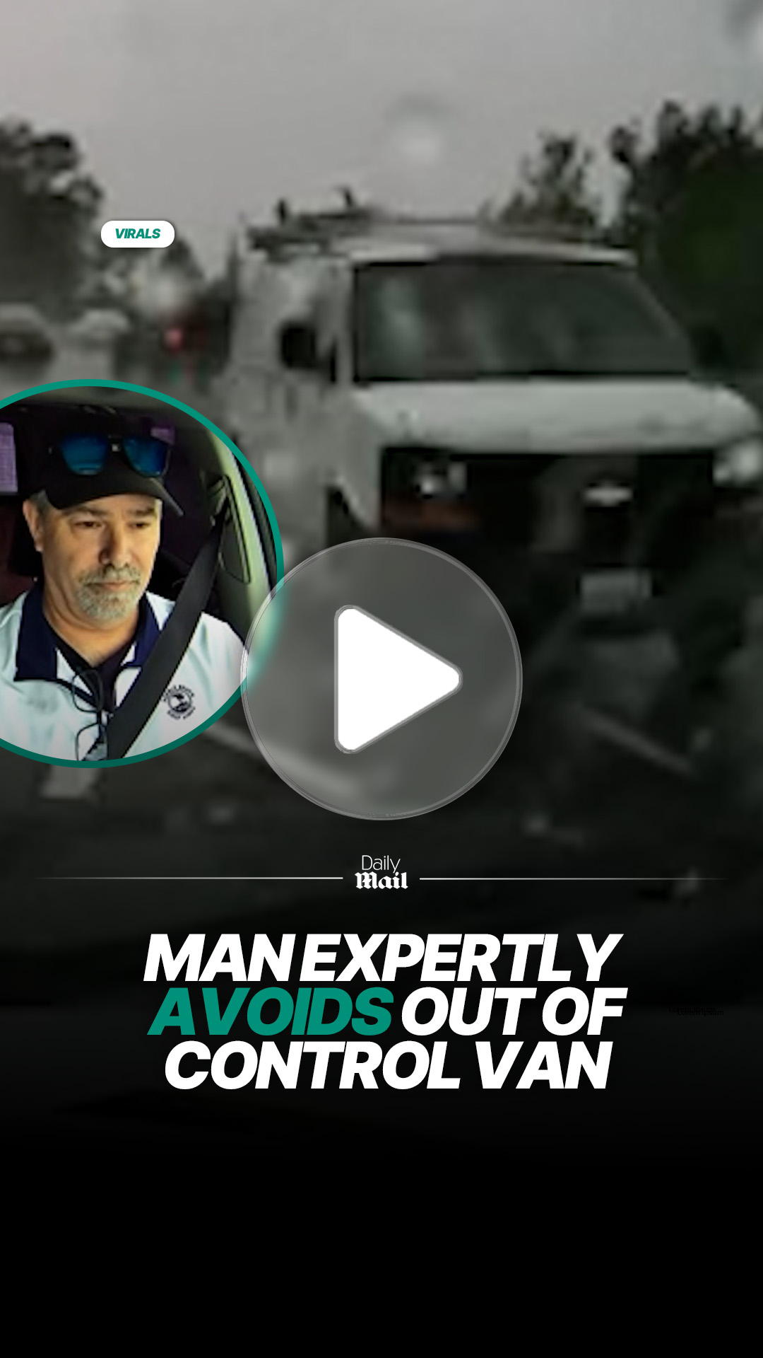 Man calmly avoids out of control van in close call