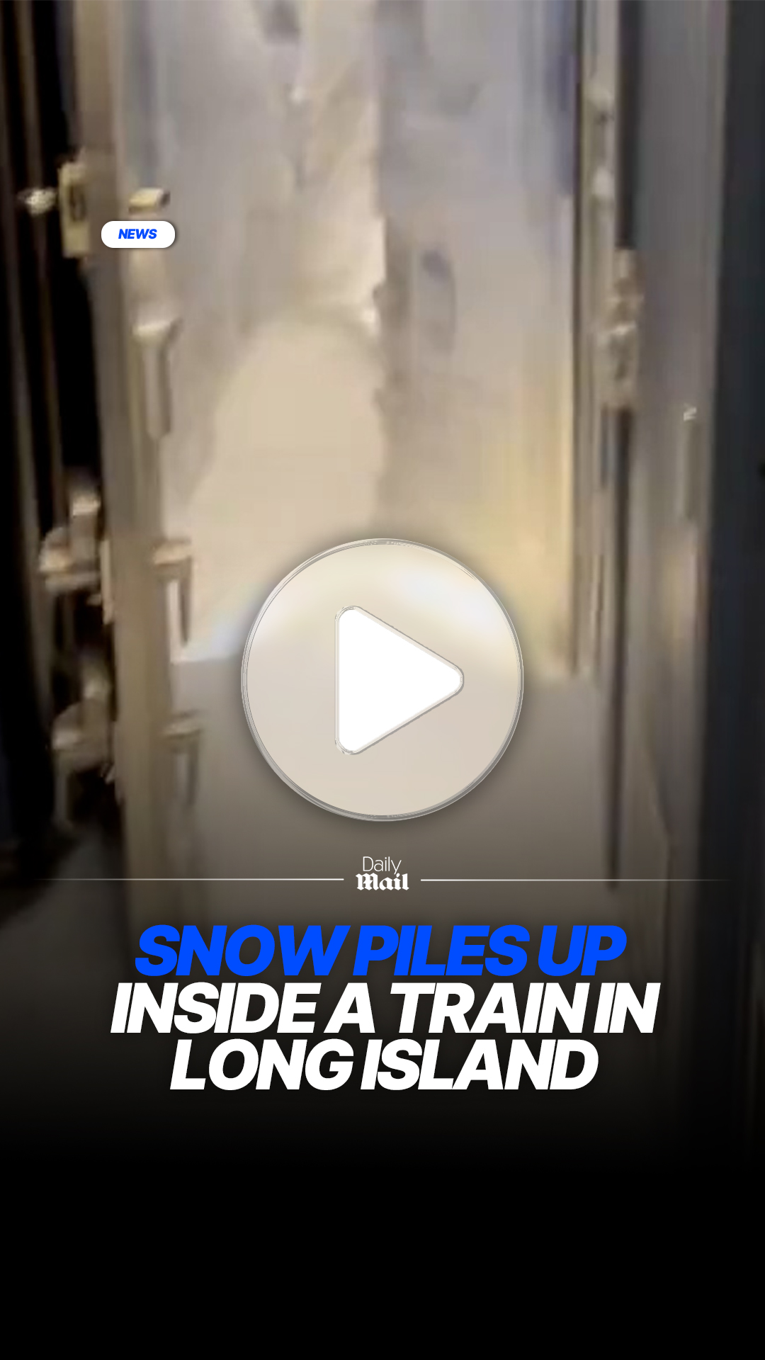 Snow piles up inside Long Island train during winter storm