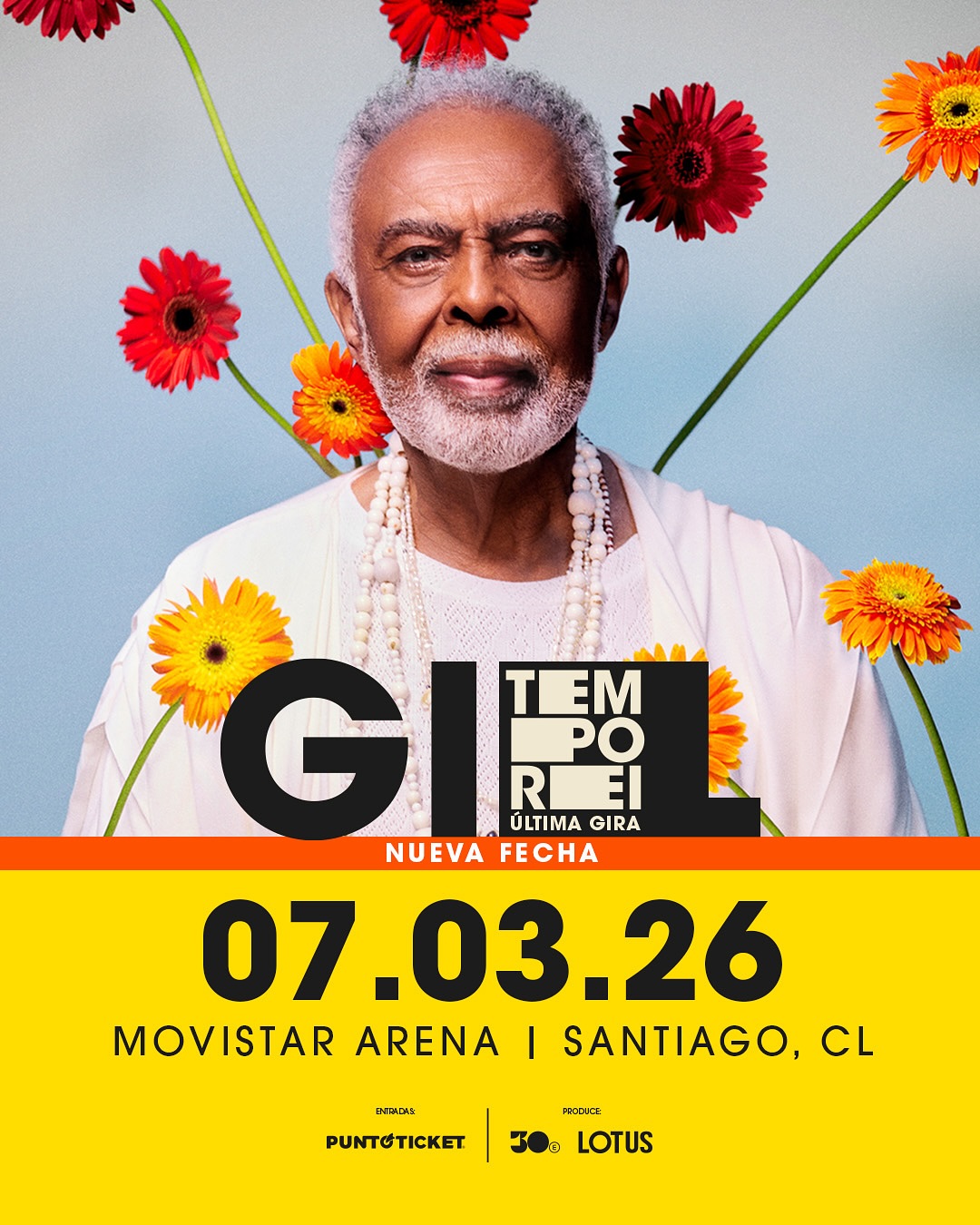 Gilberto Gil regresa Chile con su gira de despedida Tempo Rei