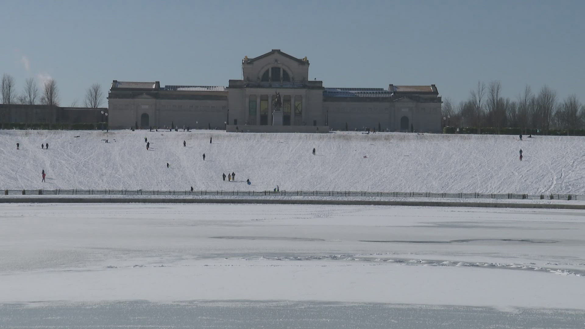 Sledding on Art Hill in St. Louis