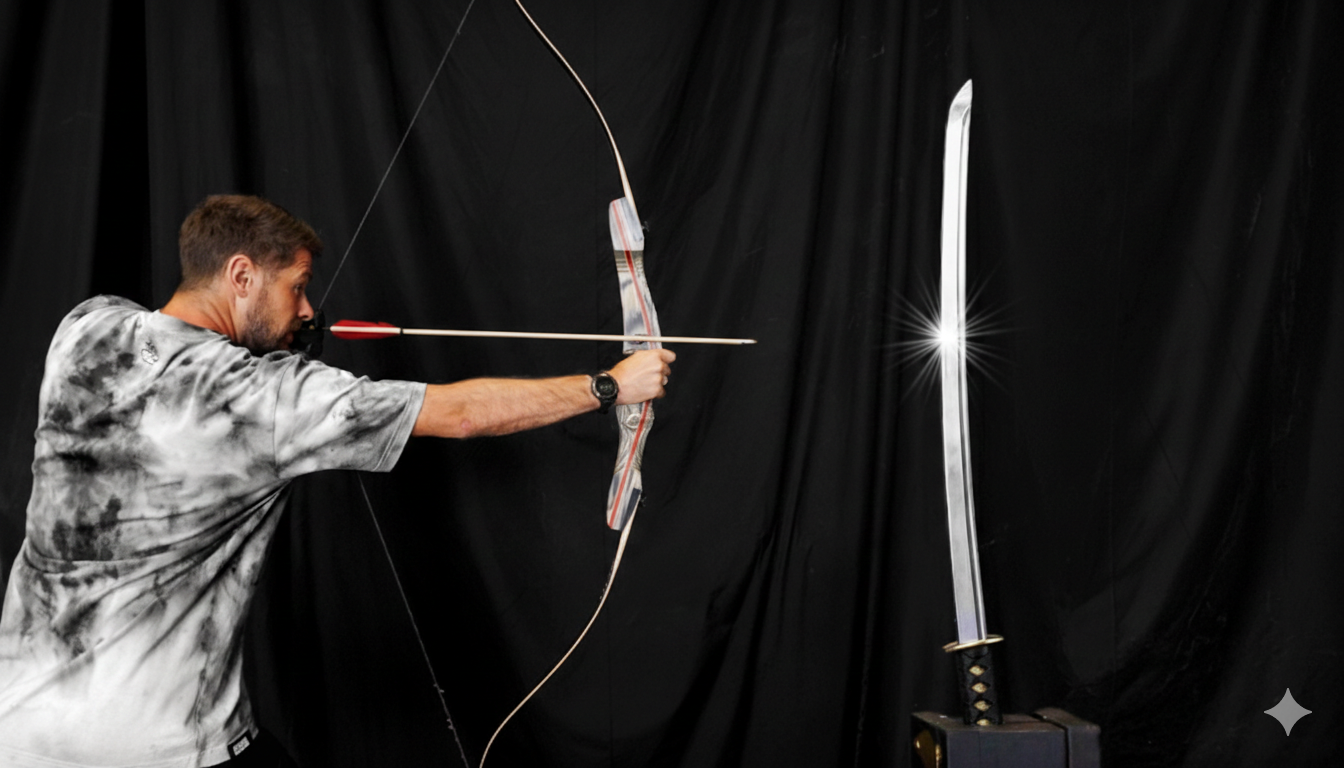 Can a katana cut an arrow in half?