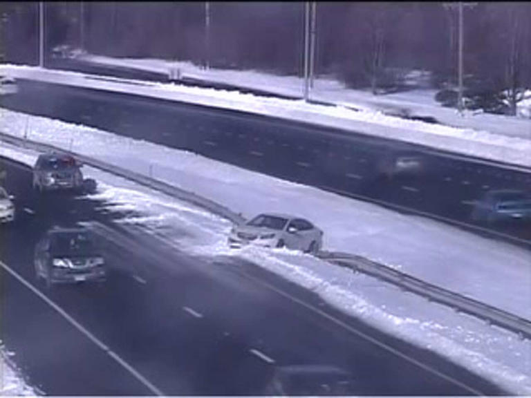 Lane closed on I-84 in Danbury Tuesday after car hits guardrail ...