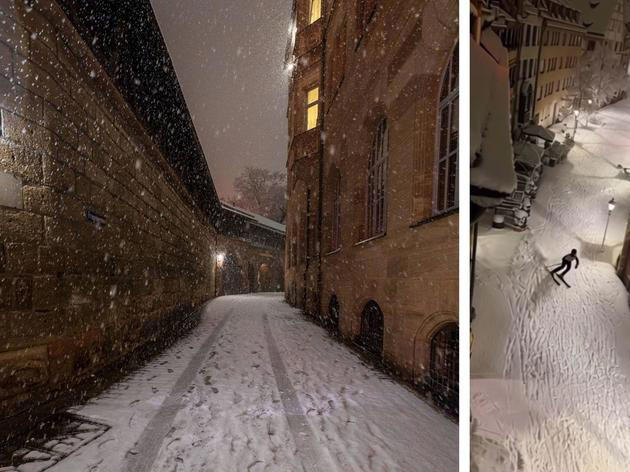 Virales Video aus Nürnberg: Mann fährt mit Ski durch die Altstadt ...