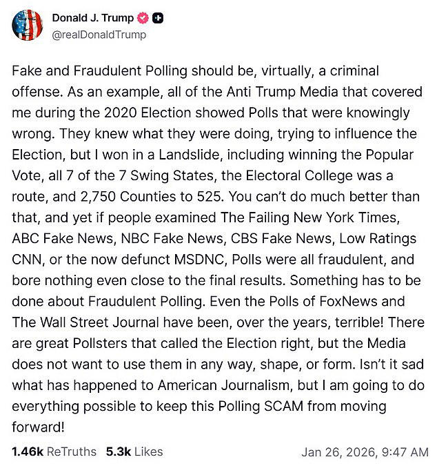 Trump demands criminal probe into pollsters
