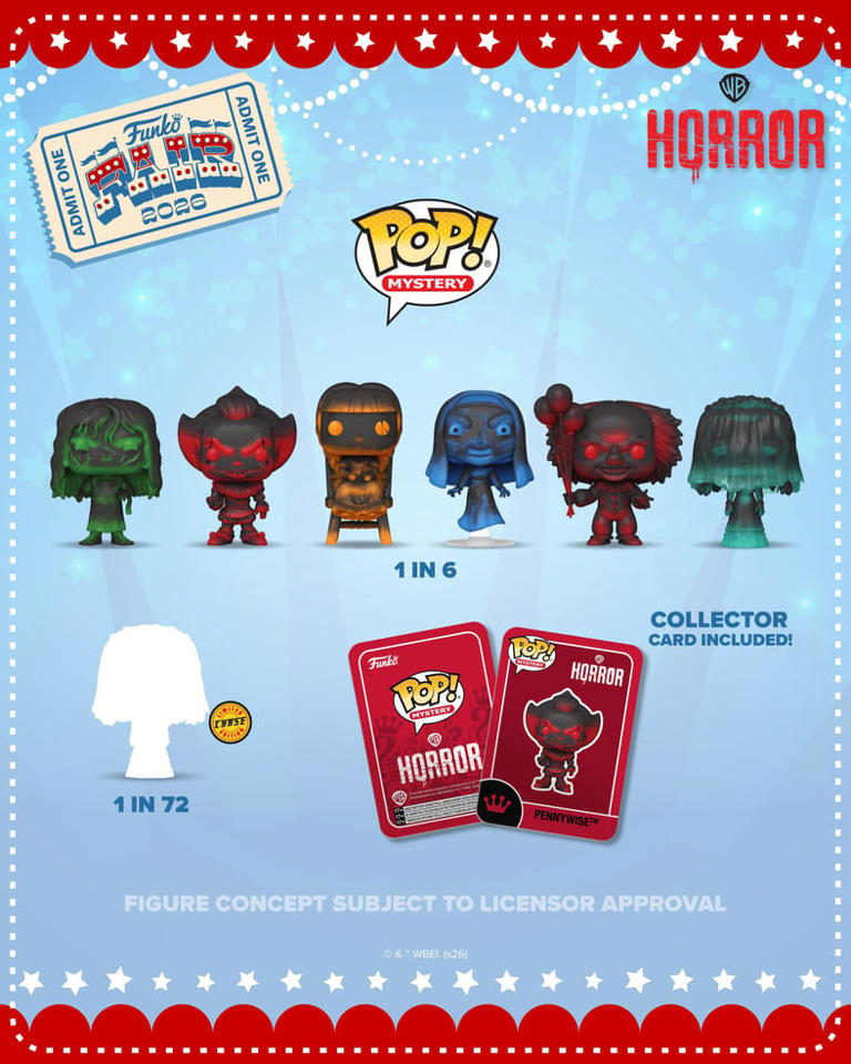 Ghostly Pop! Mystery packs include Annabelle, Pennywise, Regan and more!