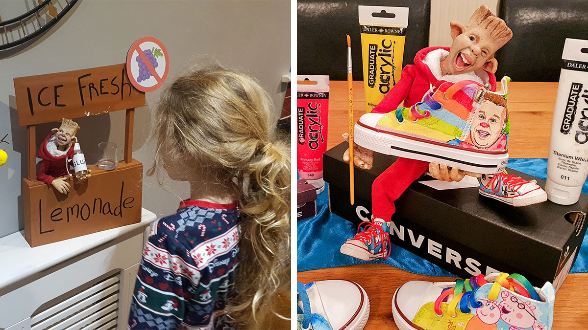 32 photos of a handcrafted character designed for inclusive play