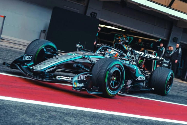 Mercedes unique 2026 F1 front wing design revealed in Barcelona test