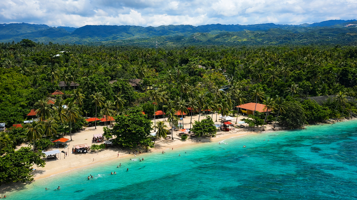 Hidden tropical haven surrounded by greenery