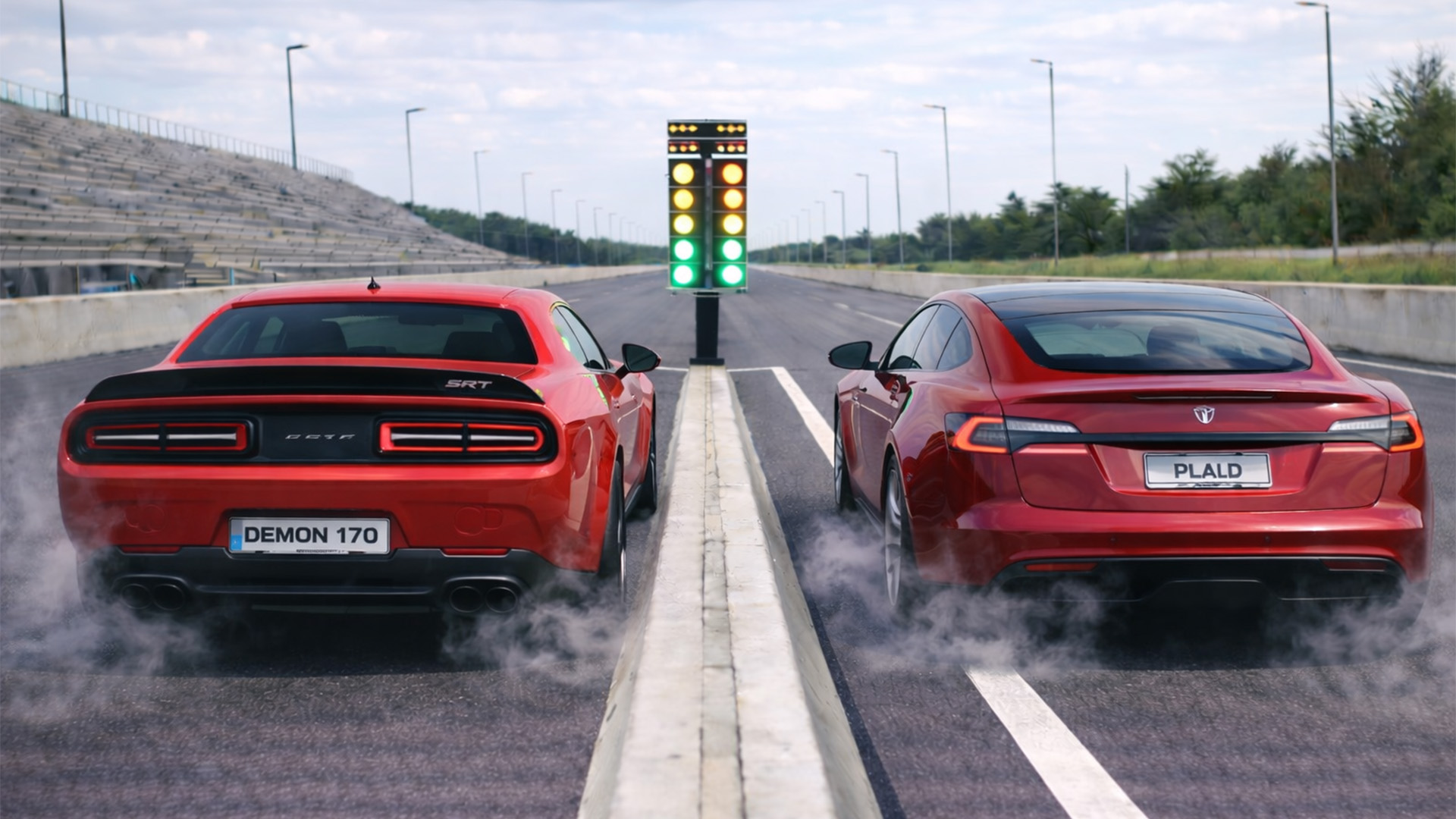 1,025 HP Demon 170 vs Tesla Model S Plaid drag race