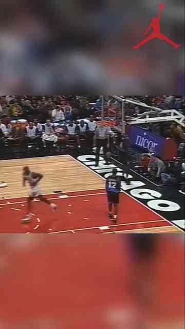 Basketball GOAT Michael Jordan streaking down the floor in transition