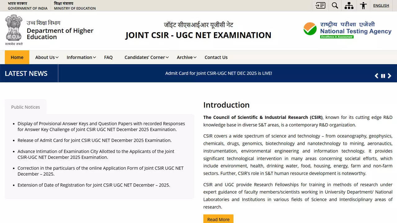 CSIR NET December 2025 result soon: NTA to release scorecards, final ...