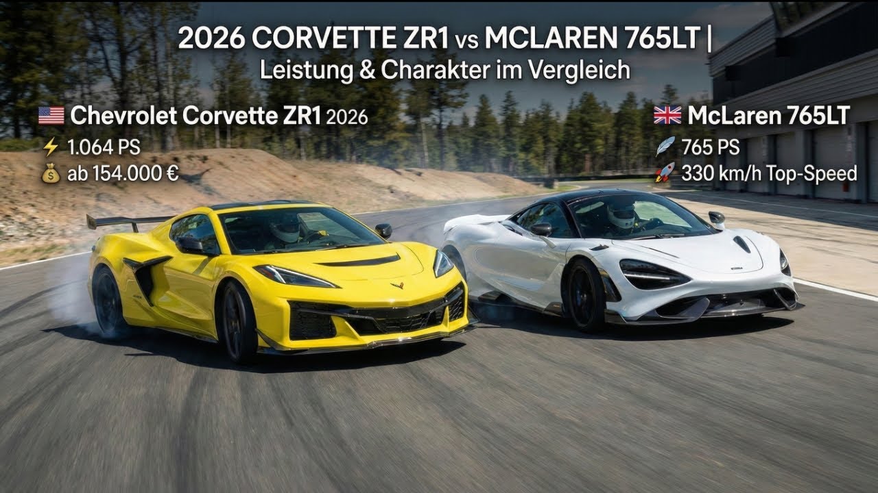 2026 Corvette ZR1 mit 1.064 PS gegen McLaren 765LT mit 765 PS