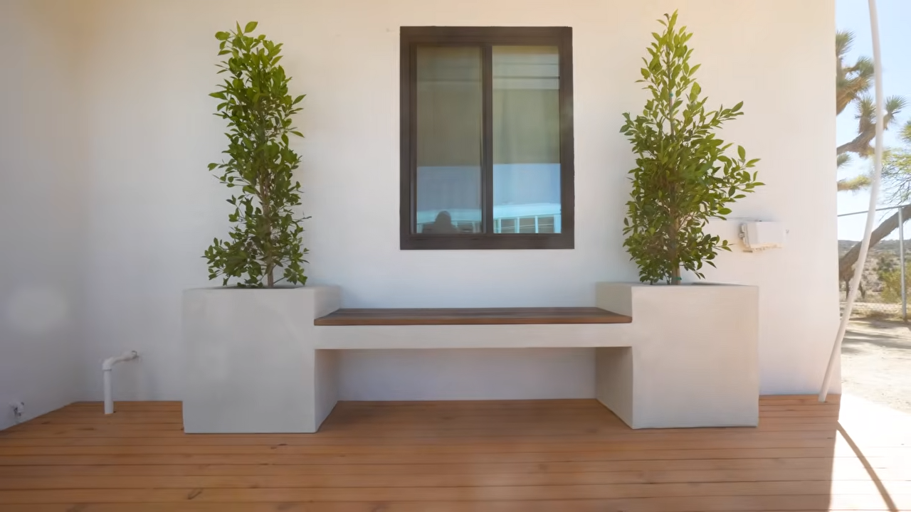 How to build a modern concrete look bench and planter for minimal cost