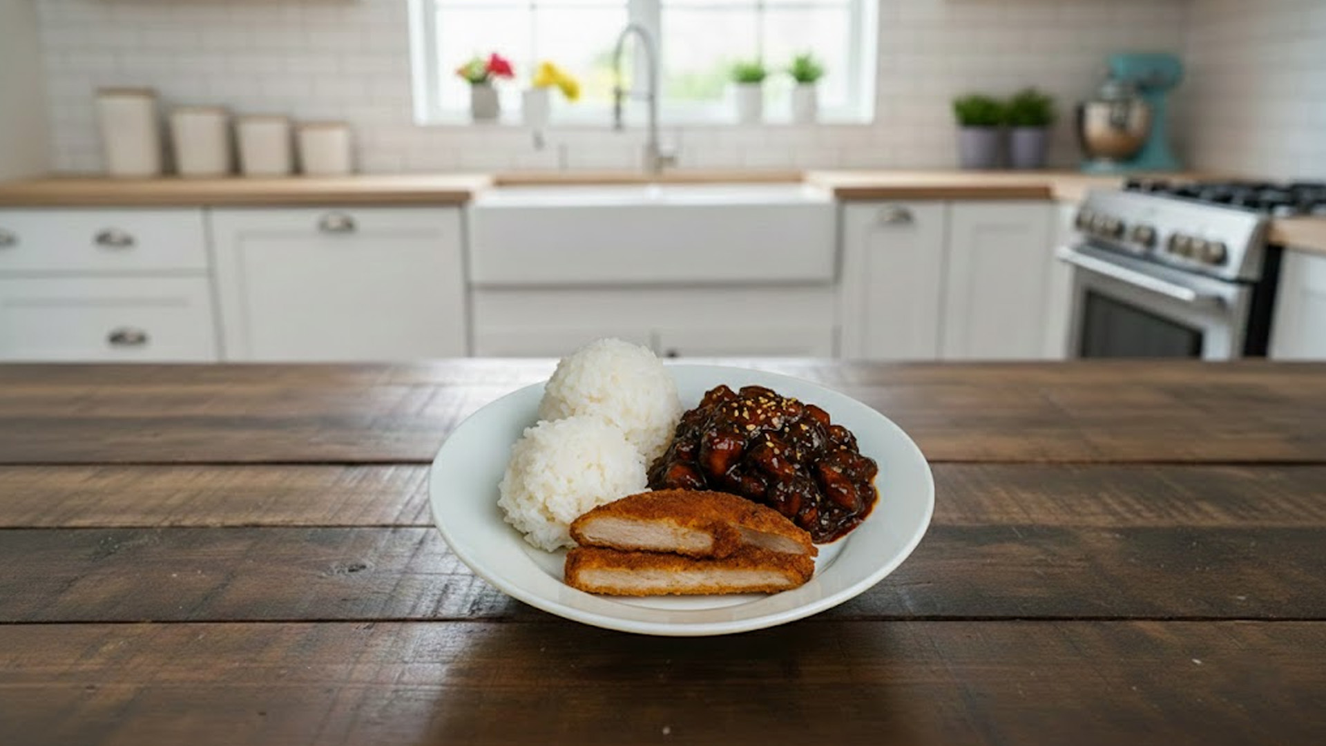 How to make chicken katsu with teriyaki chicken and rice