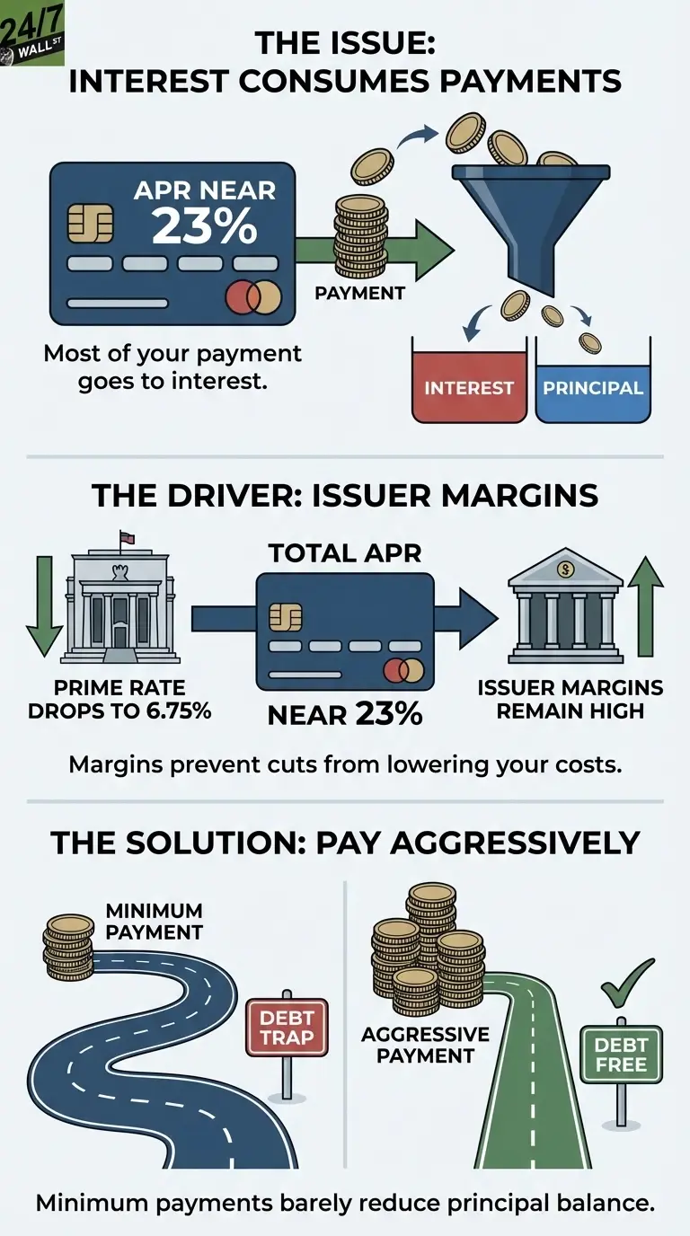Credit card debt hits $7,886 per American as 23% rates keep balances ...