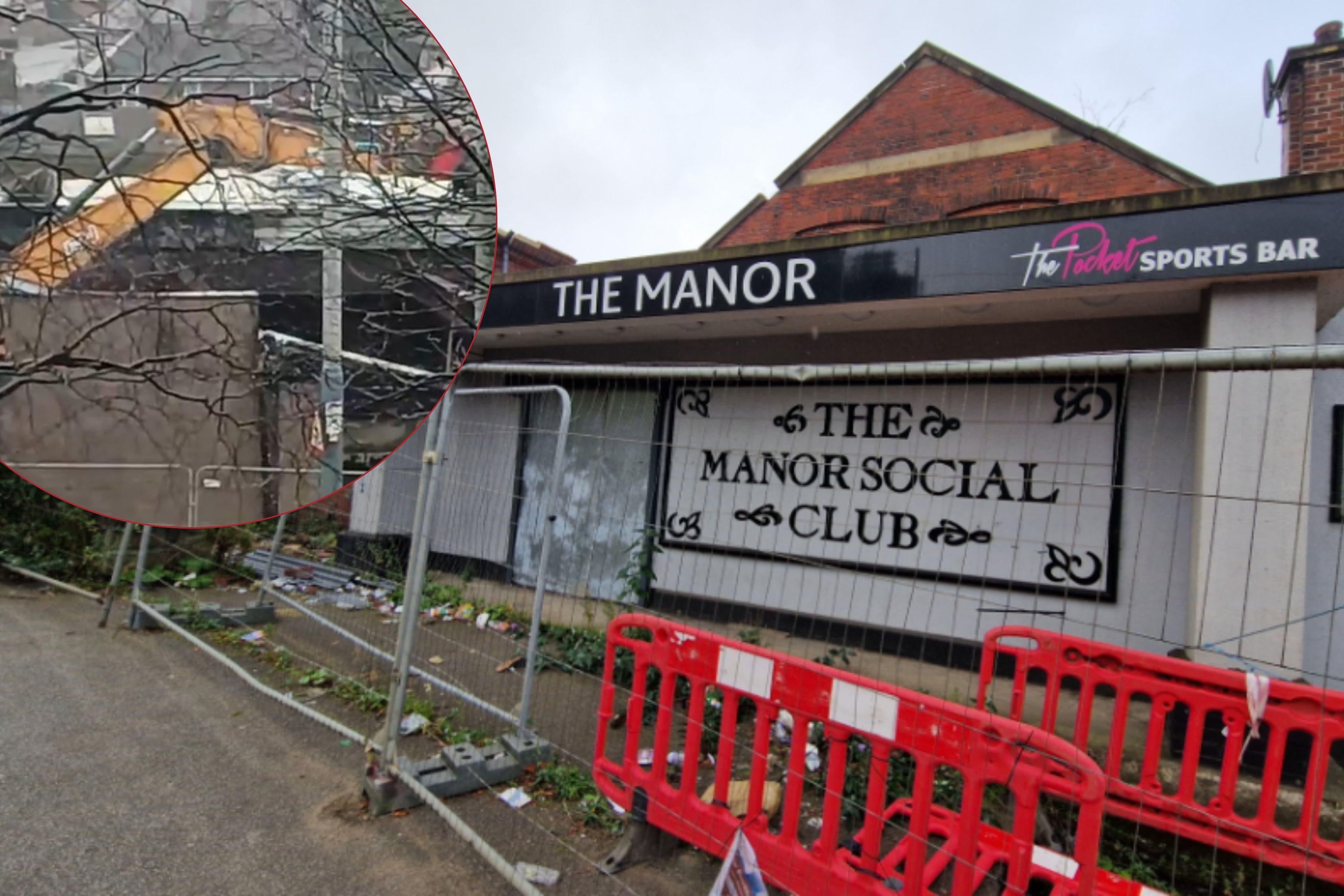 Demolition of 'dangerous' Manor Social Club begins after fire wrecked ...