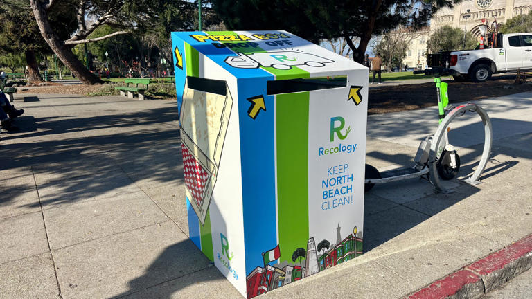 North Beach gets custom pizza box-shaped trash cans
