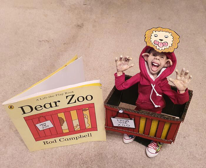 32 photos of a handcrafted character designed for inclusive play