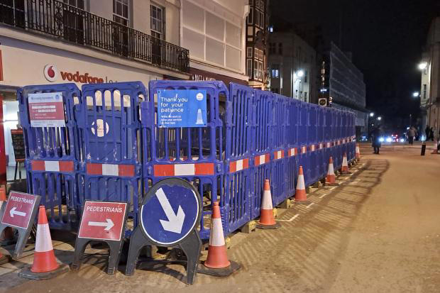 Sewer work under way in one of city's main shopping streets