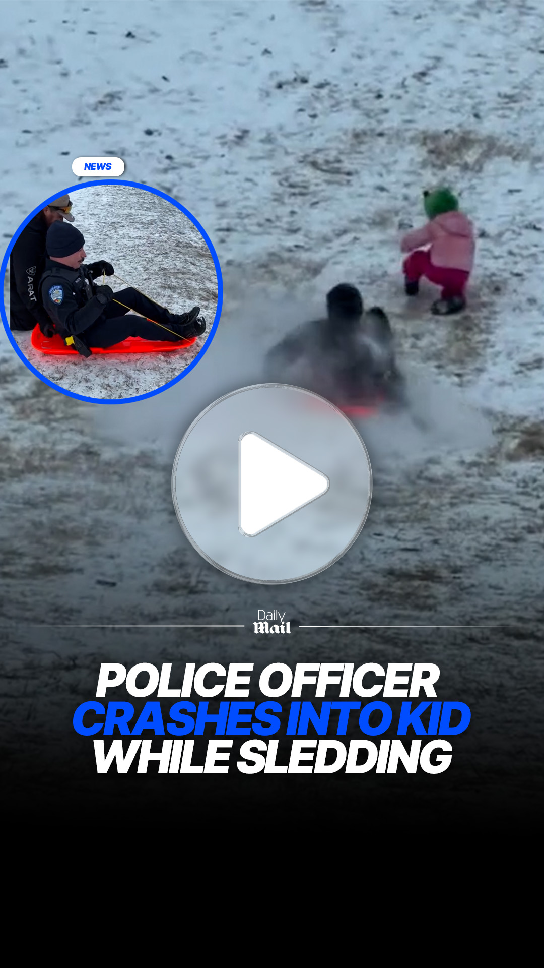 Police officer accidentally collides with child while sledding in Oklahoma