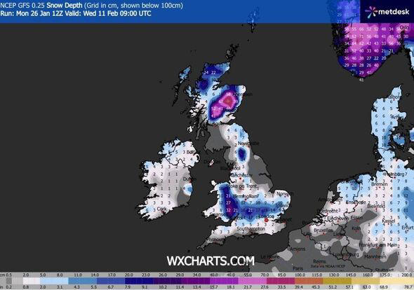 Snow forecast maps show UK buried for 6 days straight as new 100cm ...